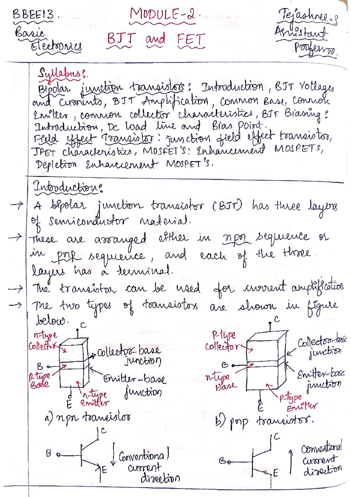 Module-2(BJT) BBEE103 - Basic electronics - Studocu