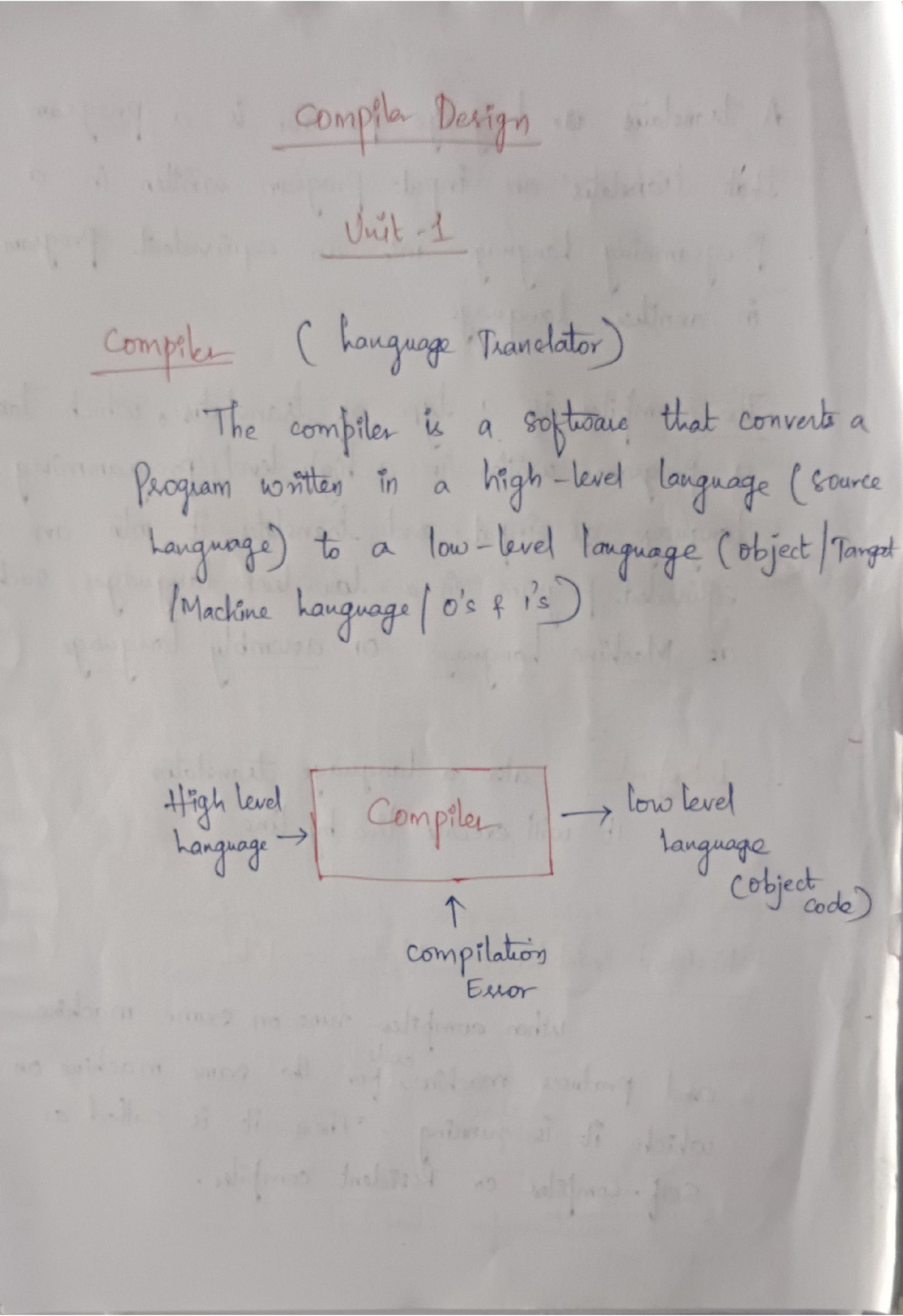 CD UNIT-1 - Language Transulator - compila Design Unit 1 Compiler ( hanguage Translator) The ...
