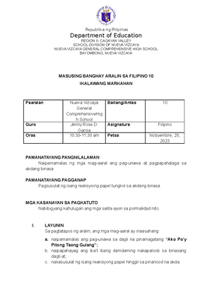 masusing banghay aralin - Republic of the Philippines ISABELA STATE UNIVERSITY Roxas, Isabela ...