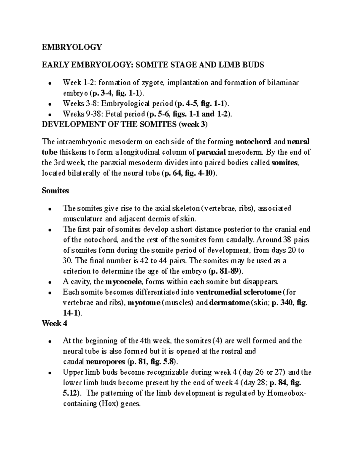 Anat 7 - embryology anatomy notes - EMBRYOLOGY EARLY EMBRYOLOGY: SOMITE ...