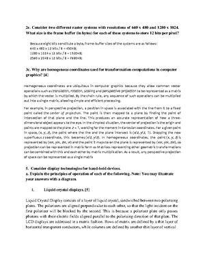 Data representation 1 - mutekwa - Computer Graphics - Studocu