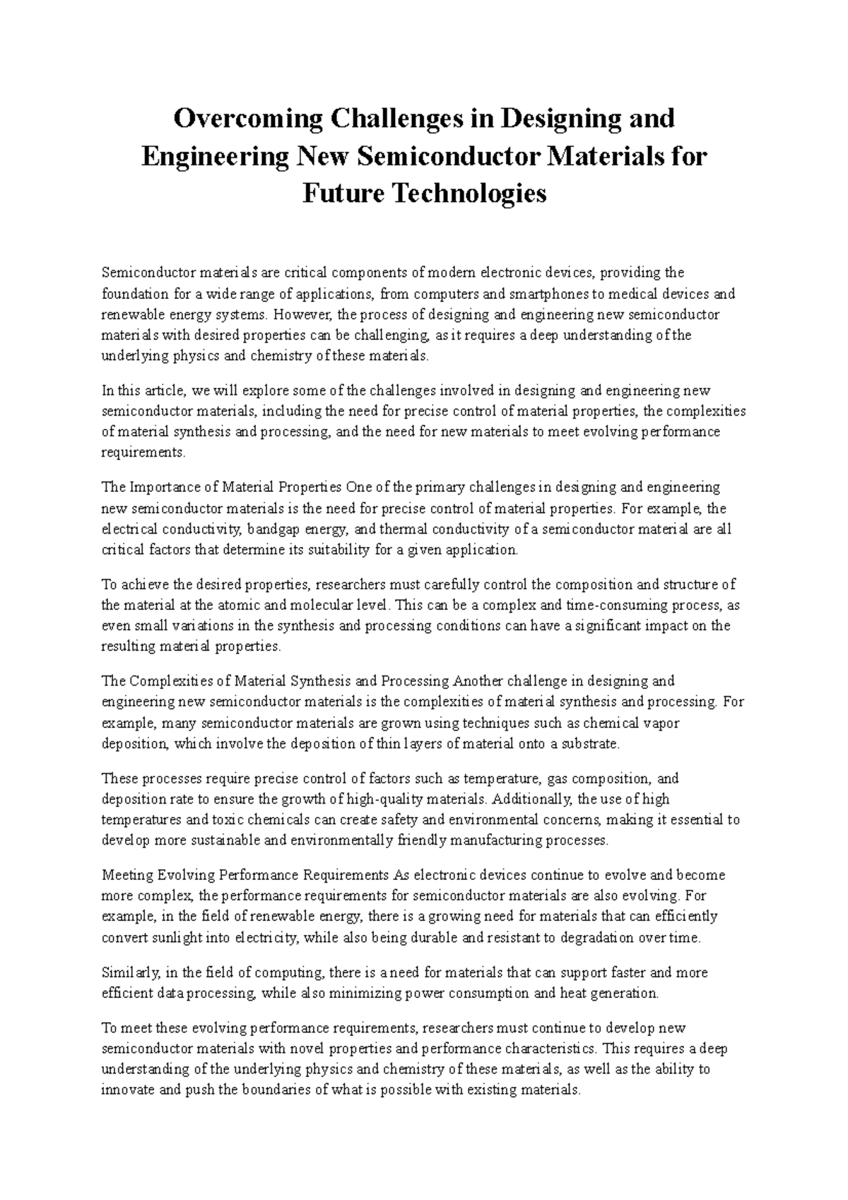 Overcoming Challenges in Designing and Engineering New Semiconductor ...