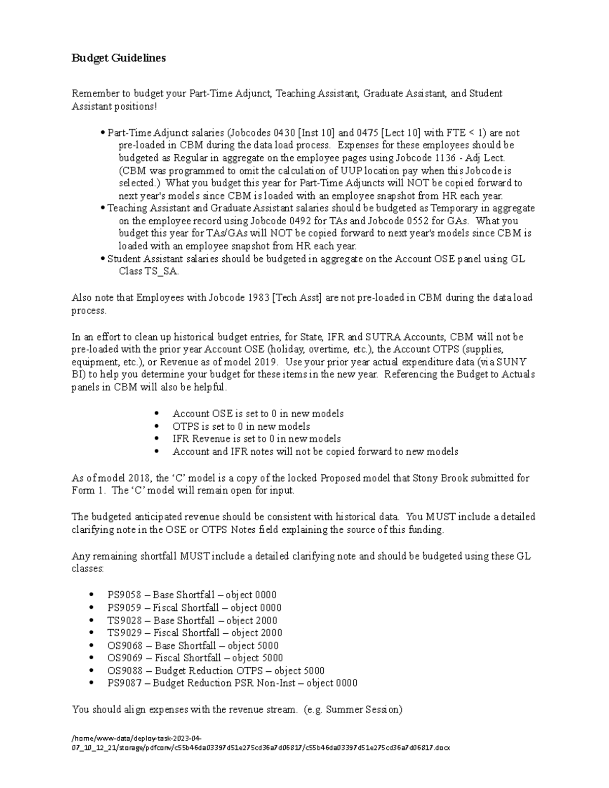 Budget Guidelines - Budget Guidelines Remember to budget your Part-Time ...