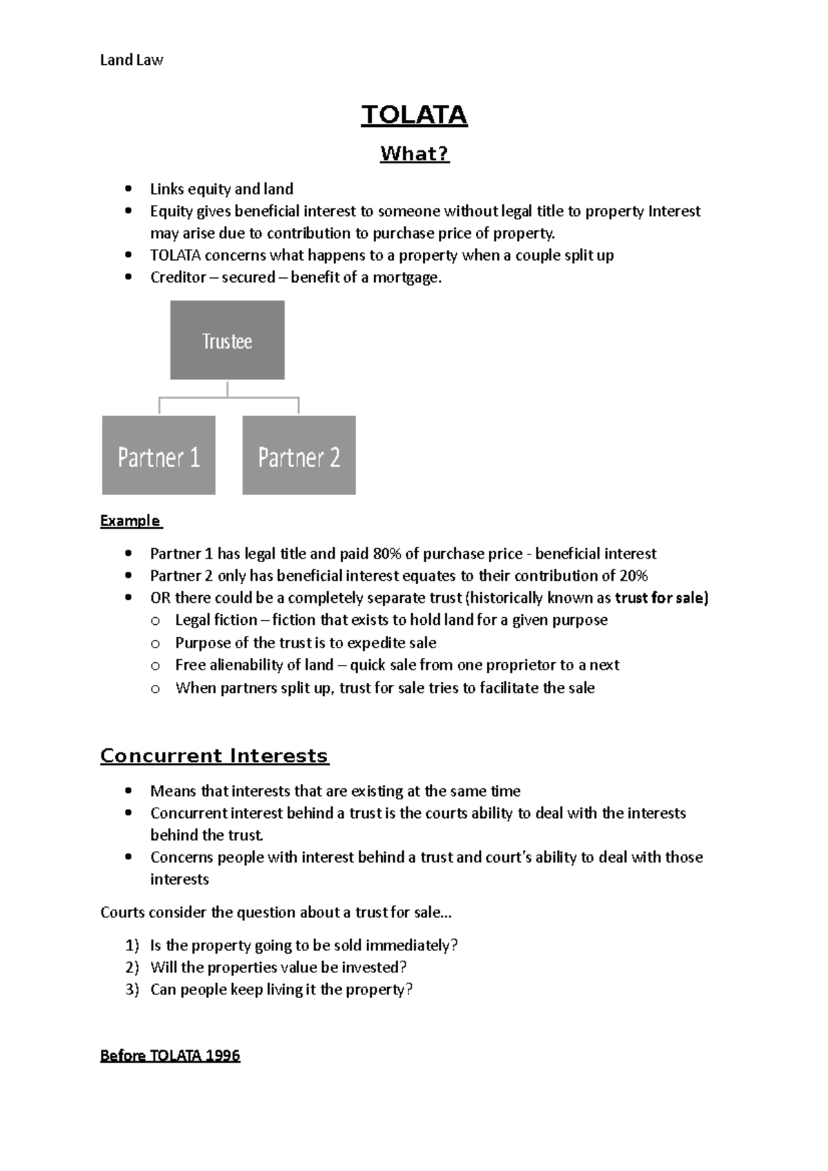 Tolata notes - TOLATA What? Links equity and land Equity gives ...