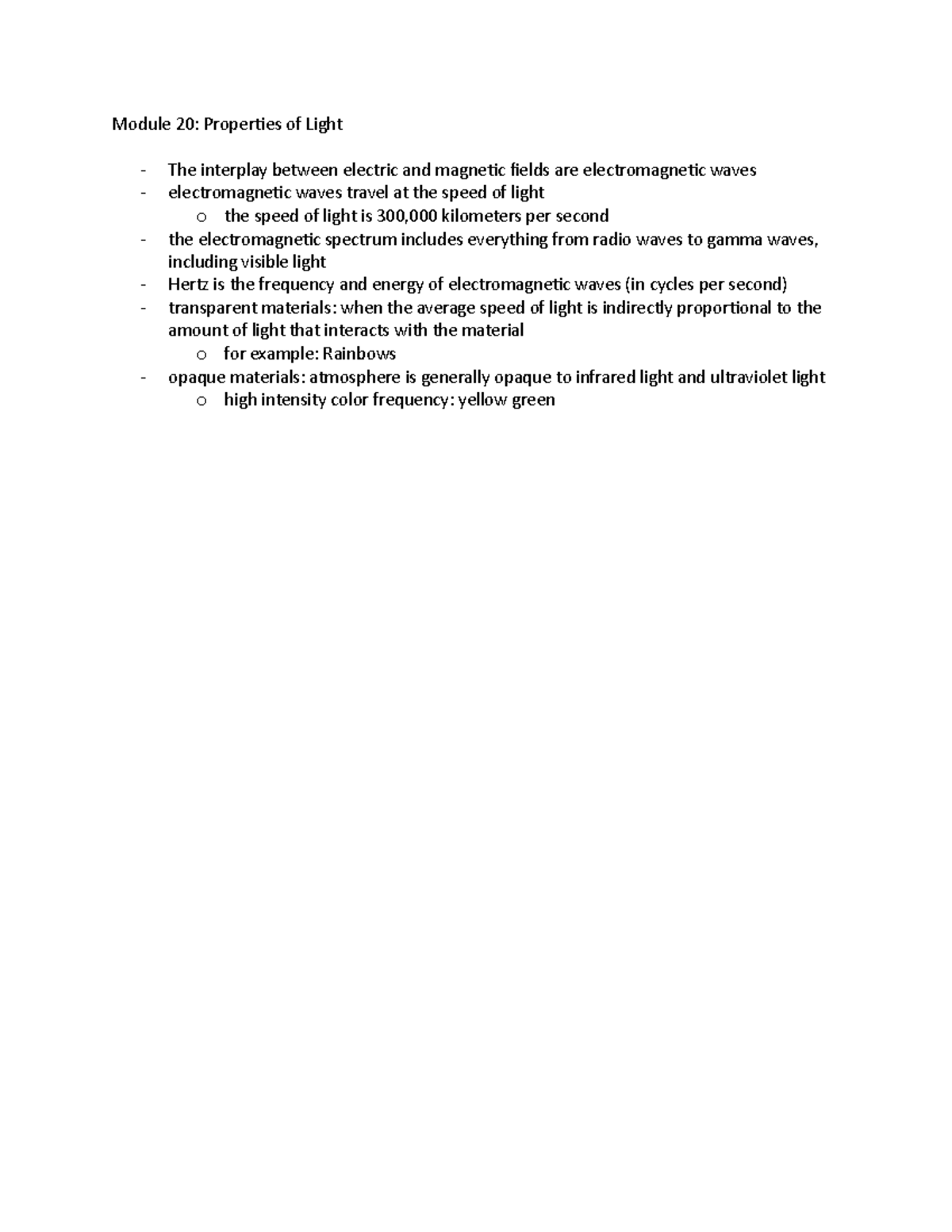 Module 20: Properties of Light - Module 20: Properties of Light The ...