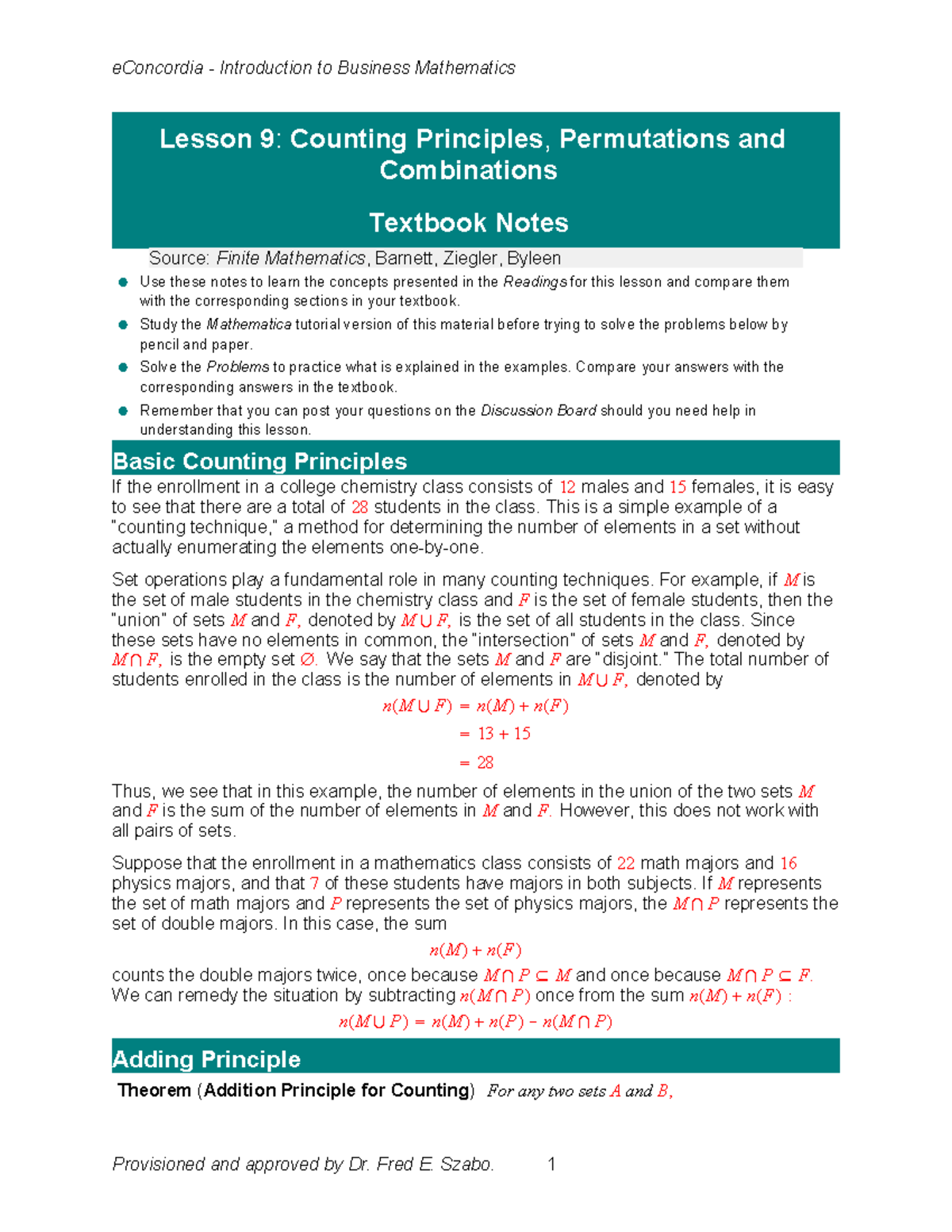 L9-Txt-Notes (Probability - permutations & combinations) - Lesson 9 ...