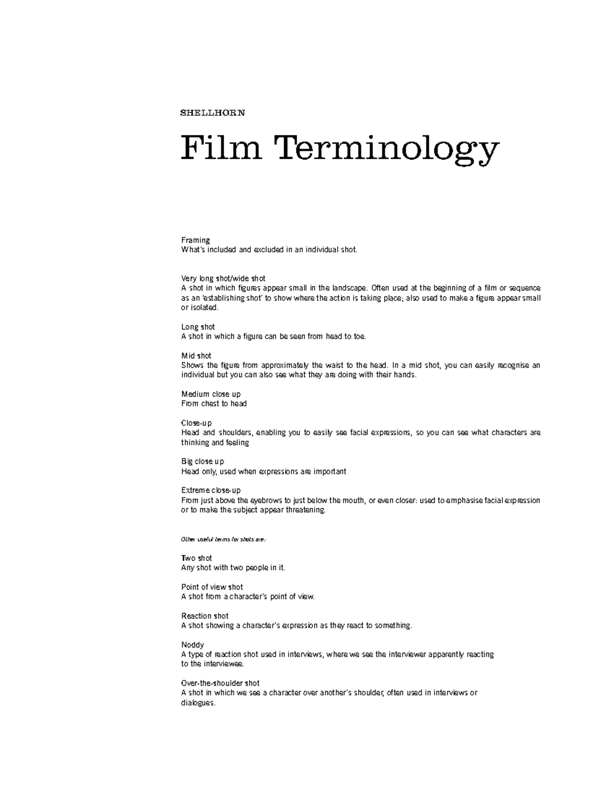 Basic film terms - Framing What’s included and excluded in an ...