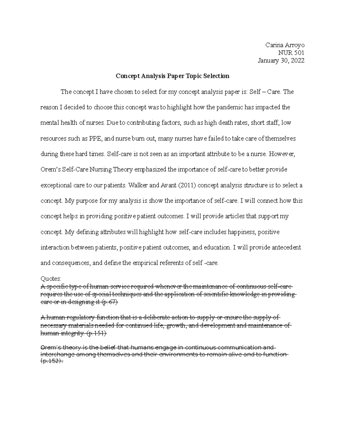 Concept Analysis Topic - Carina Arroyo NUR 501 January 30, 2022 Concept ...