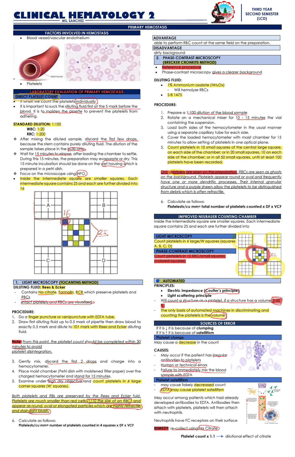 Primary Hemostasis Duldulao LCD - CLINICAL HEMATOLOGY 2 PRIMARY HEMOSTASIS THIRD YEAR SECOND ...