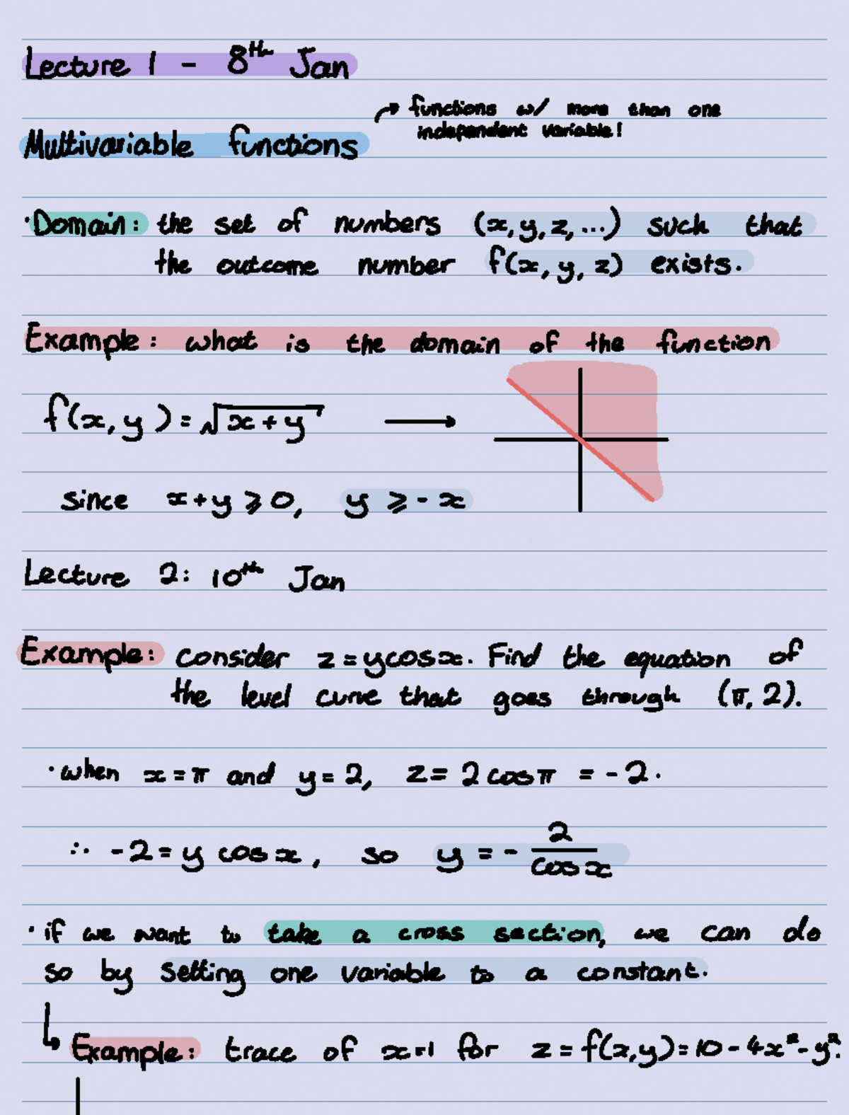 MATH119 - Notes - Lecture 1 8 ᵗʰ Jan functions w more than one ...