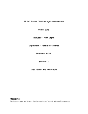 241 Experiment 4 ver8 - EE 241 – Experiment #4: USE OF BASIC ELECTRONIC ...
