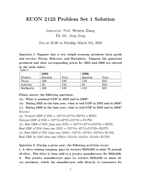 Econ2123-ps3-solution - ECON 2123 Problem Set 3 Instructor: Prof. Wenwen Zhang TA: Mr. Ding Dong ...