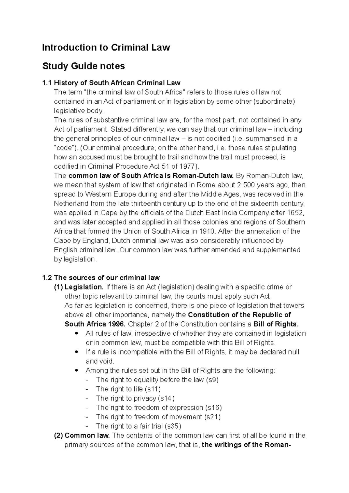 CRW1501 Study Guide Notes - Introduction to Criminal Law Study Guide ...