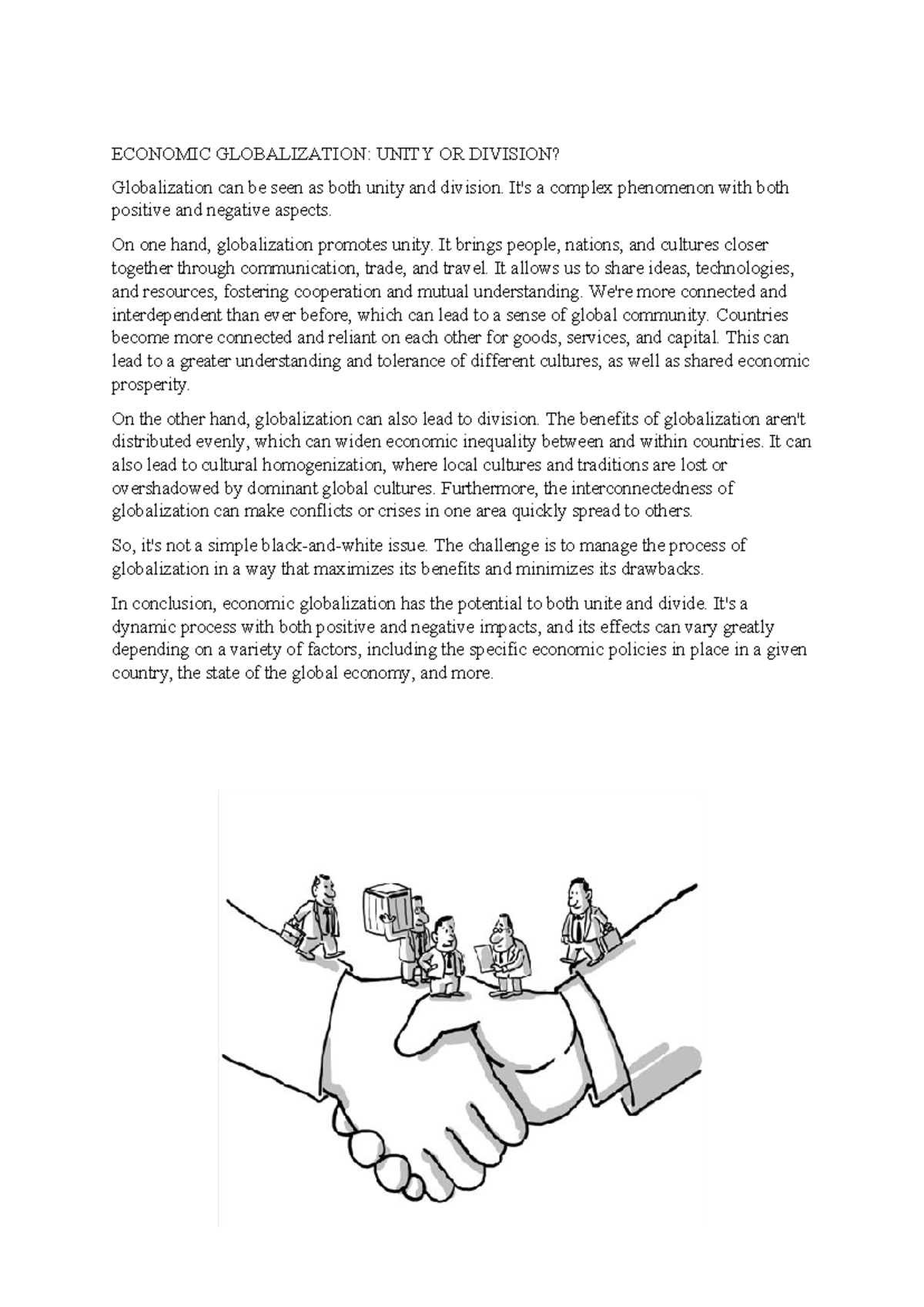 economic world contemporary world - ECONOMIC GLOBALIZATION: UNITY OR ...