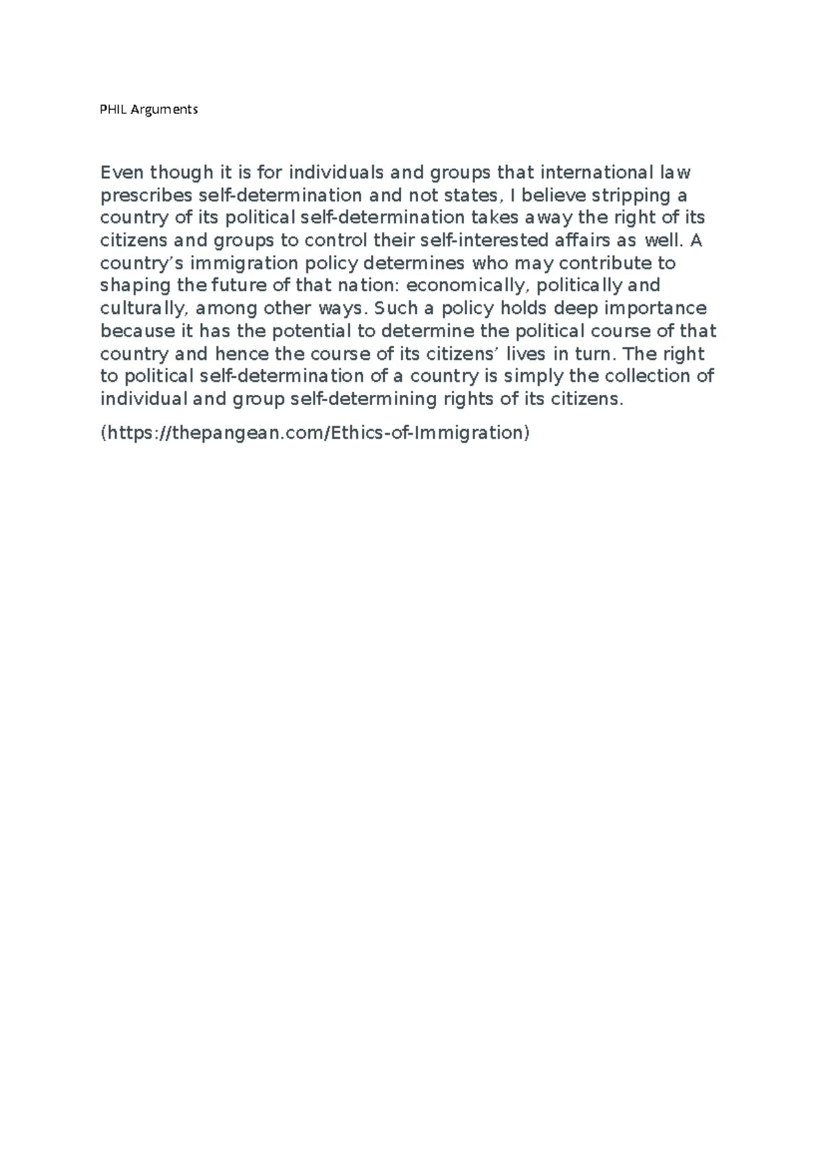 PHIL Arguments - Random argument for ethics of immigration - PHIL151 ...