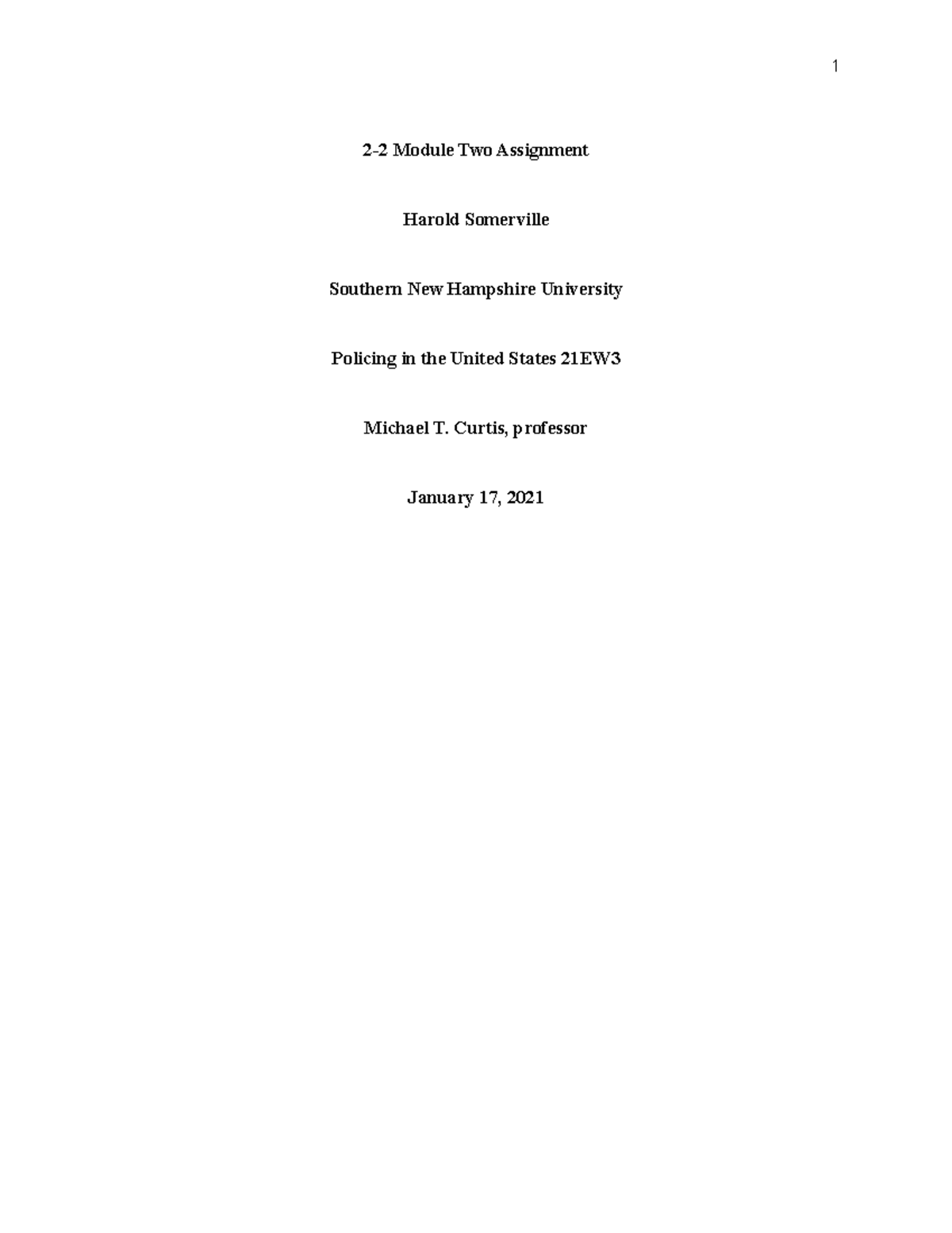 2-2 Module Two Assignment - 2-2 Module Two Assignment Harold Somerville ...
