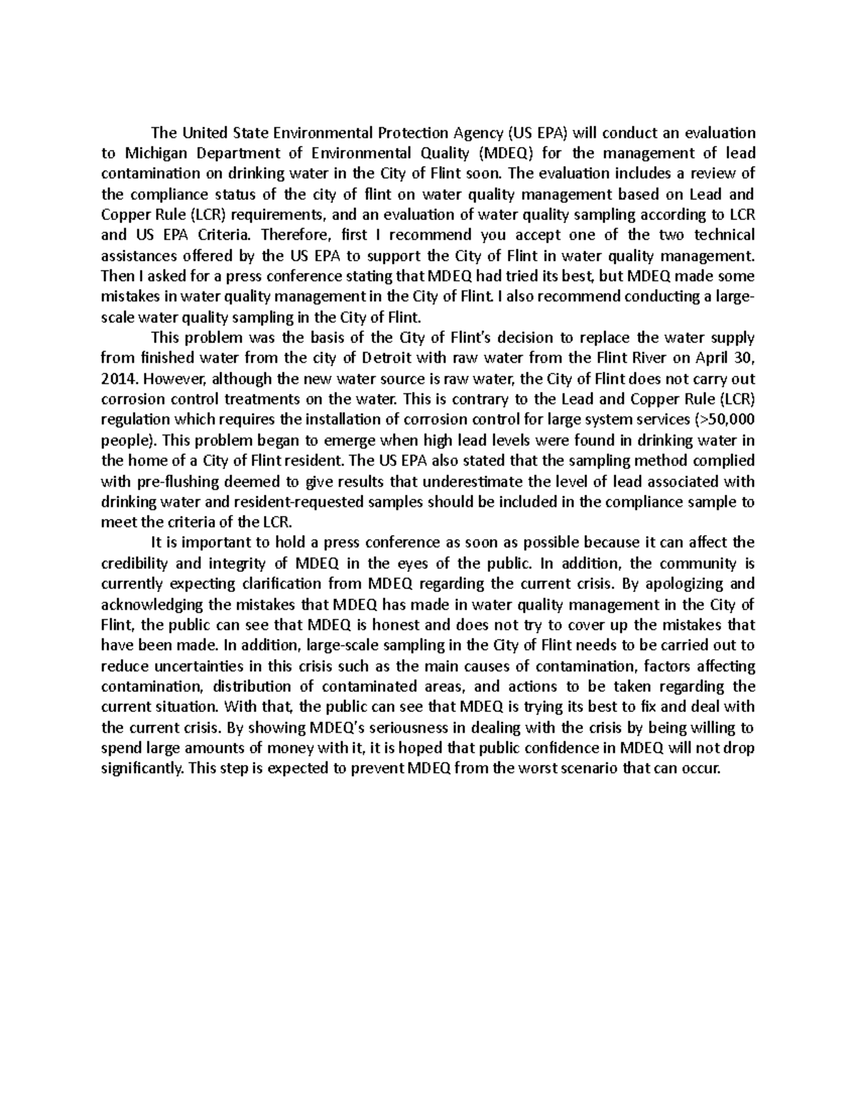 Assignment 2 - The United State Environmental Protection Agency (US EPA ...