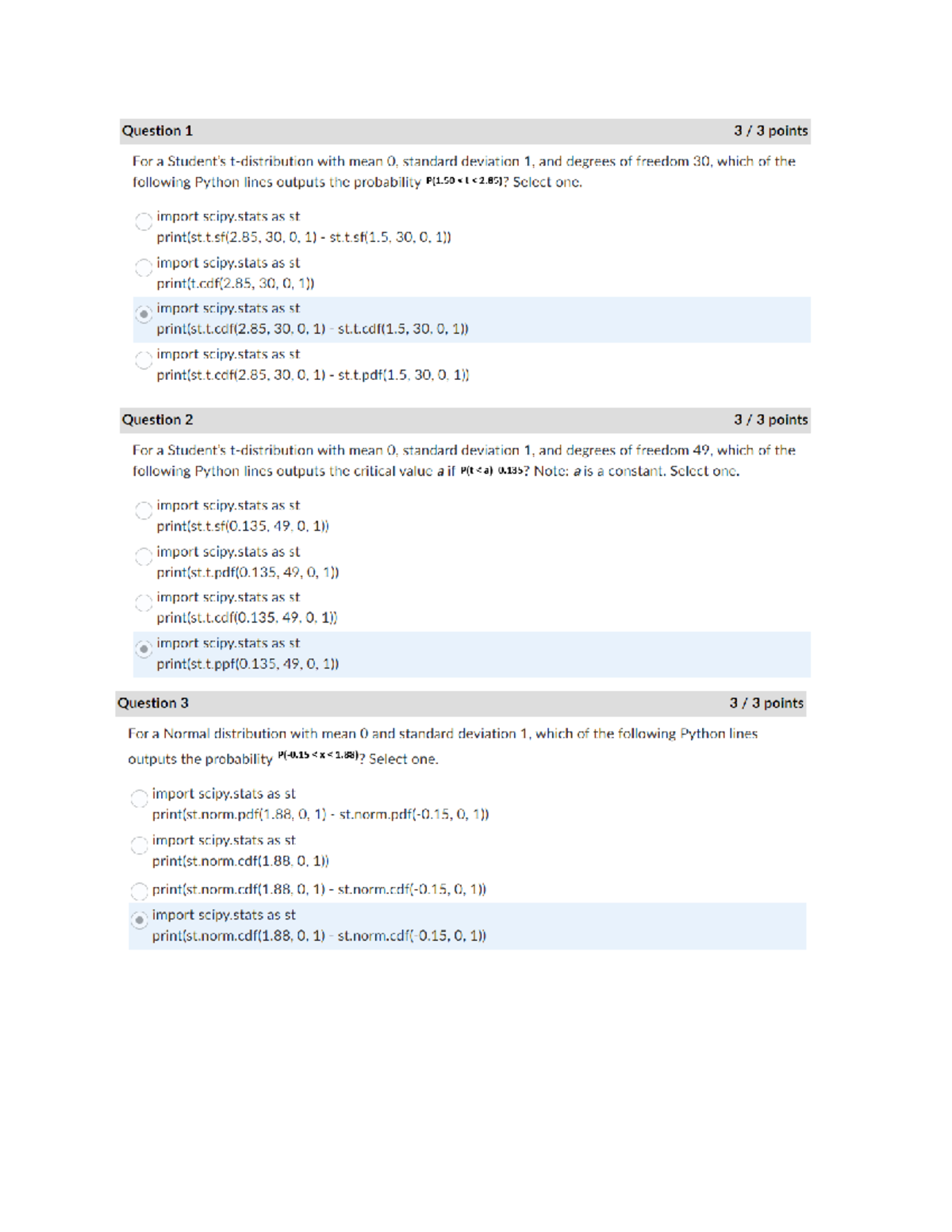 Chapter 2 Quiz - 2-5 Quiz Python Functions and Probability Distributions - MAT243 - Studocu