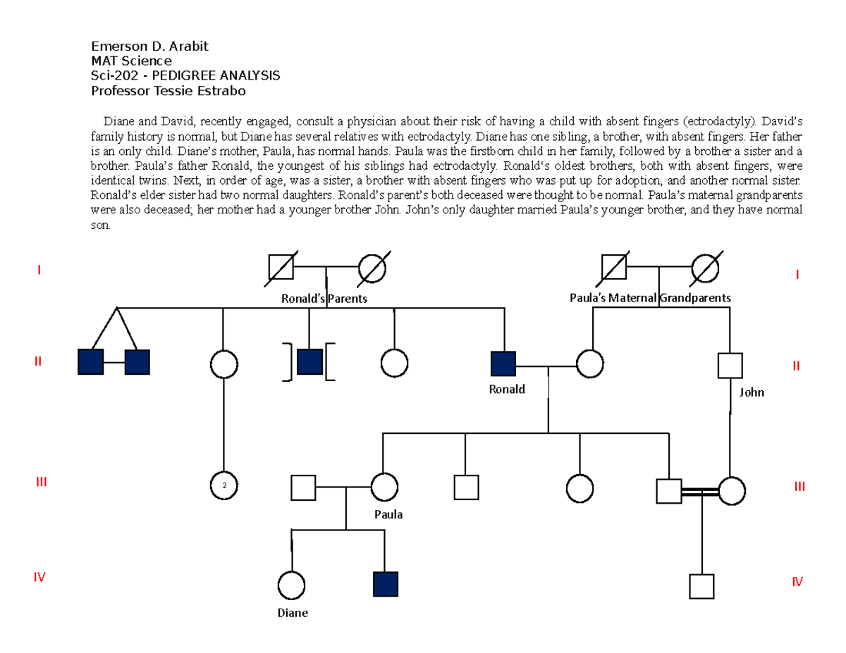 Pedigree Analysis - Emerson D. Arabit MAT Science Sci-202 - PEDIGREE ...