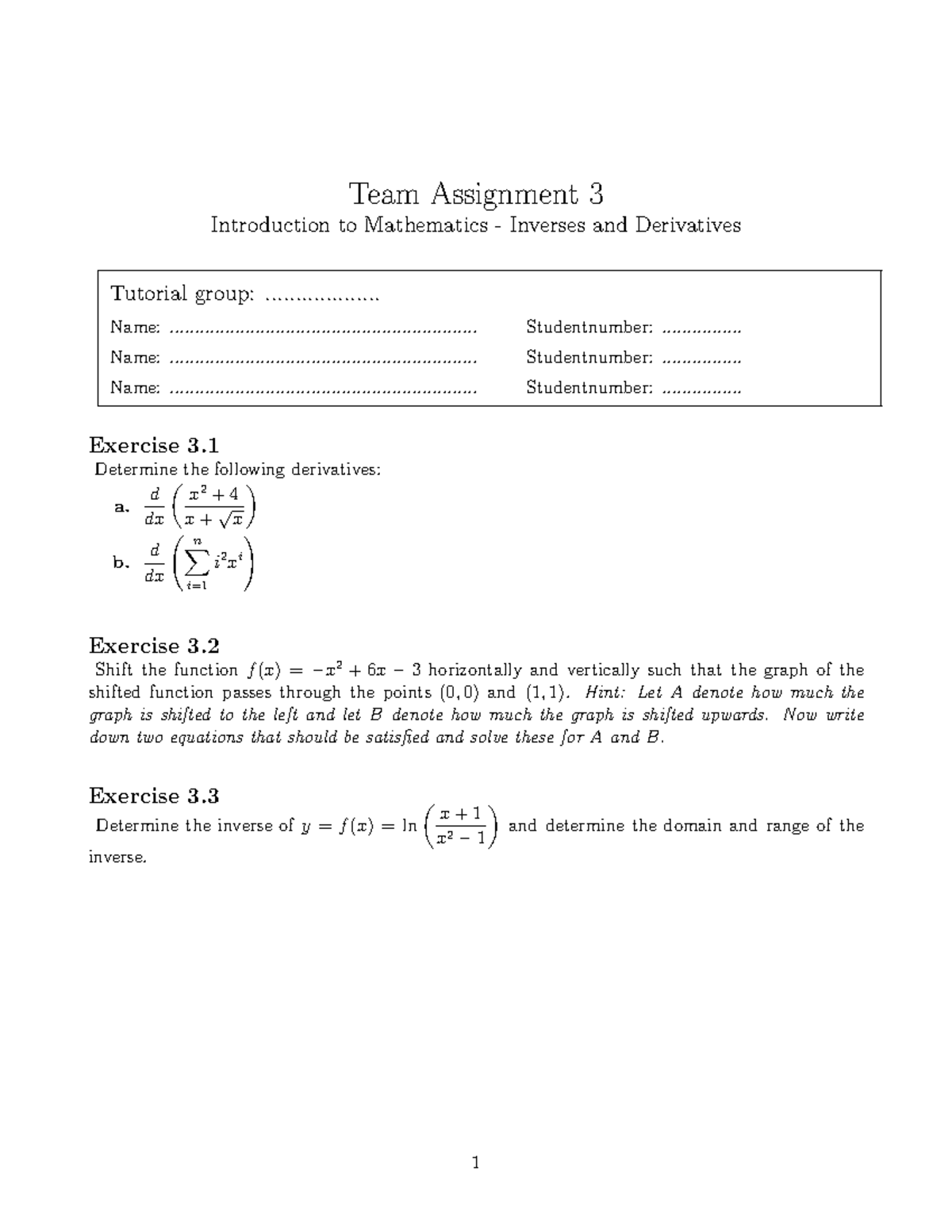 Team Assignments from tutorial - Team Assignment 3 Introduction to ...