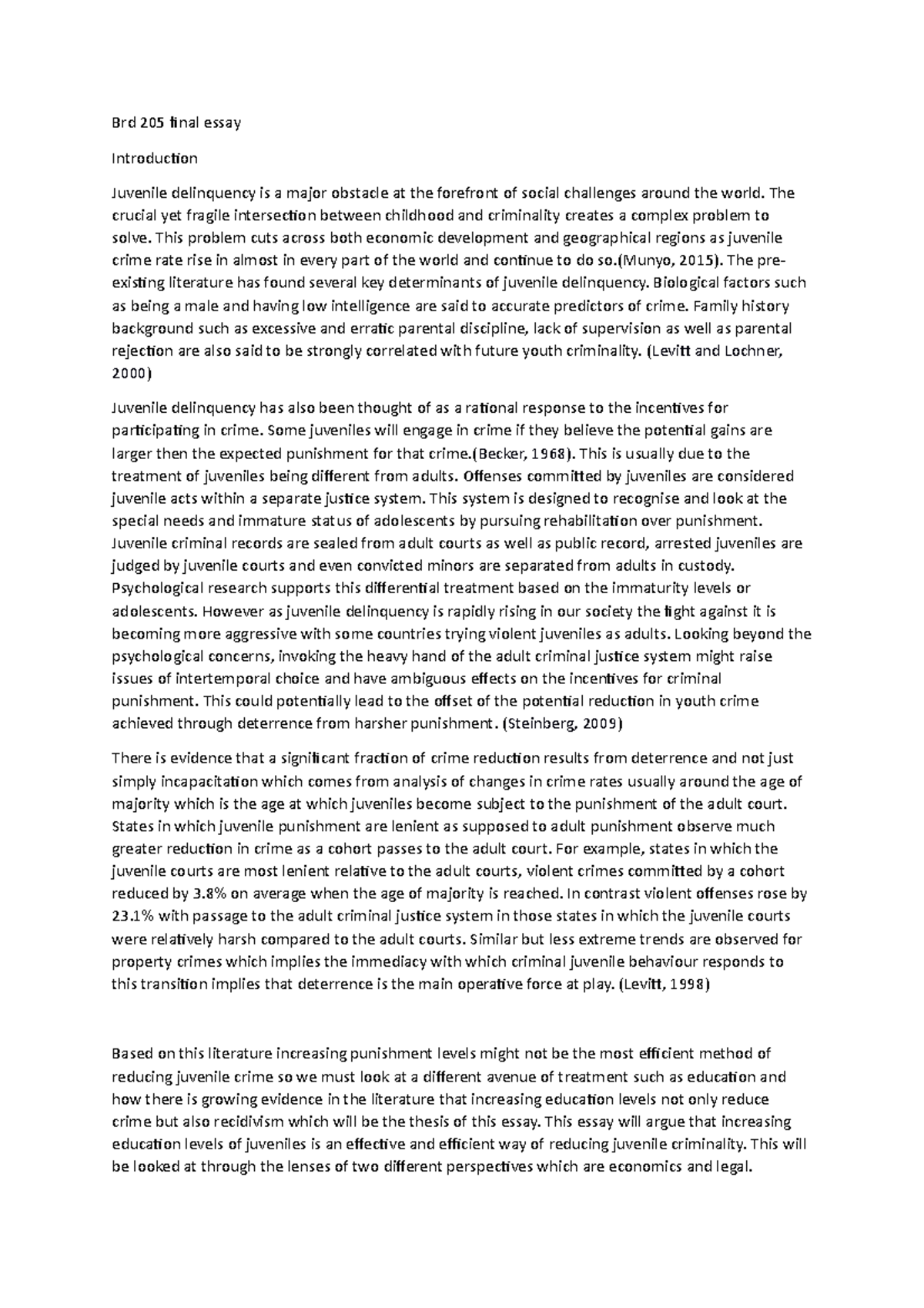 Final essay document - Summary CRIME THROUGH THE AGES - Brd 205 final ...