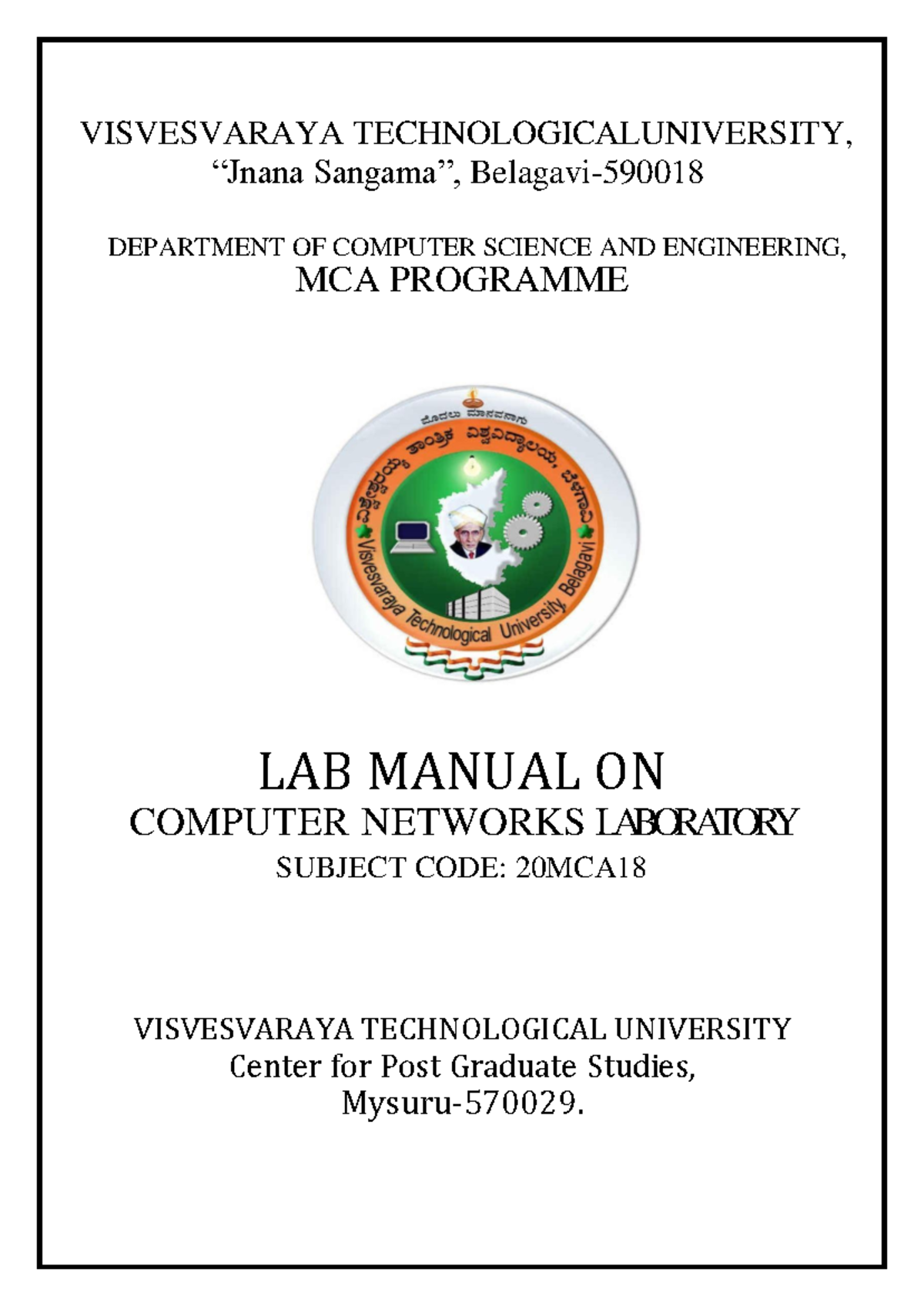 Cnlab Manual-2022(Revised) - VISVESVARAYA TECHNOLOGICALUNIVERSITY,