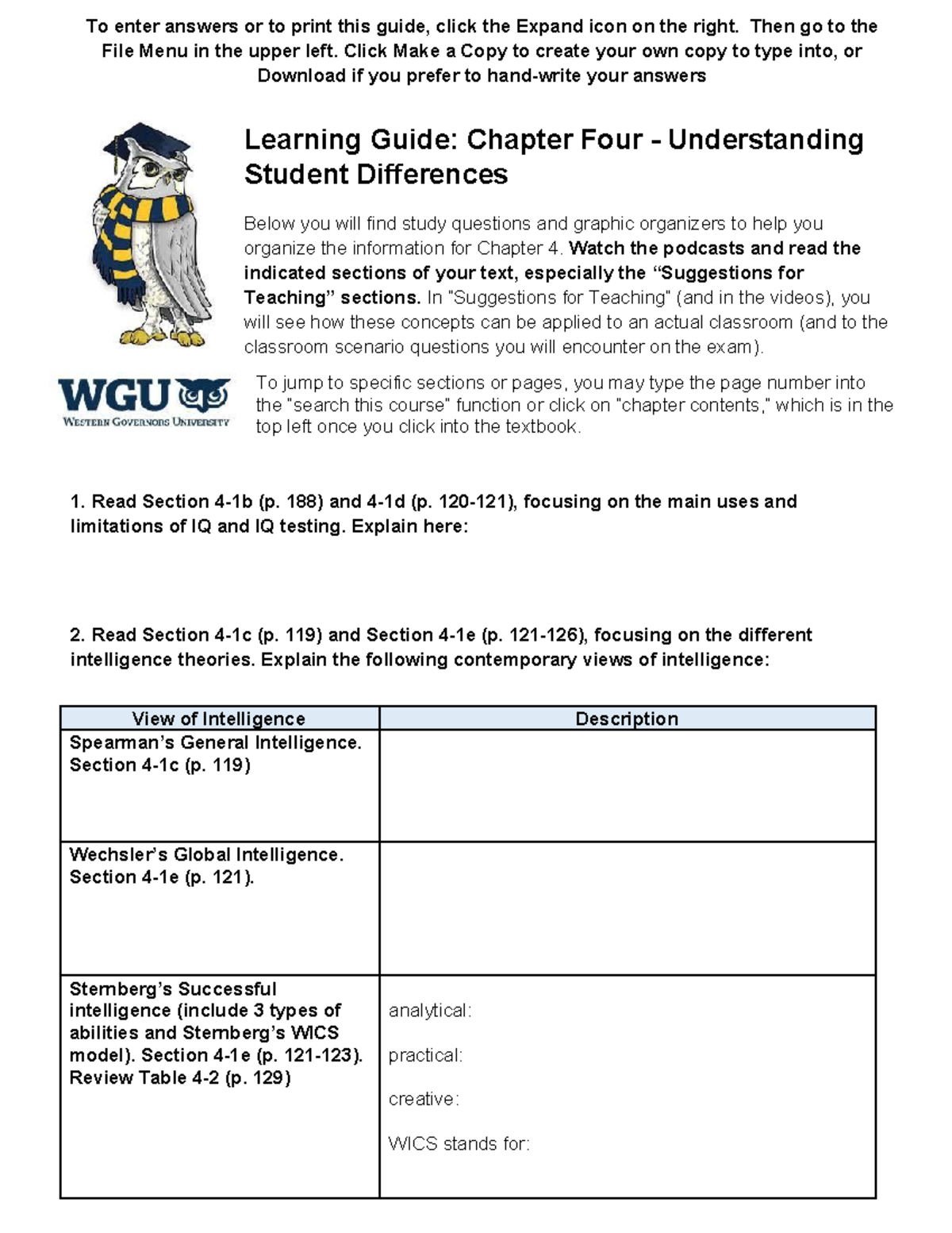 Chapter 4 Learning Guide - To enter answers or to print this guide ...