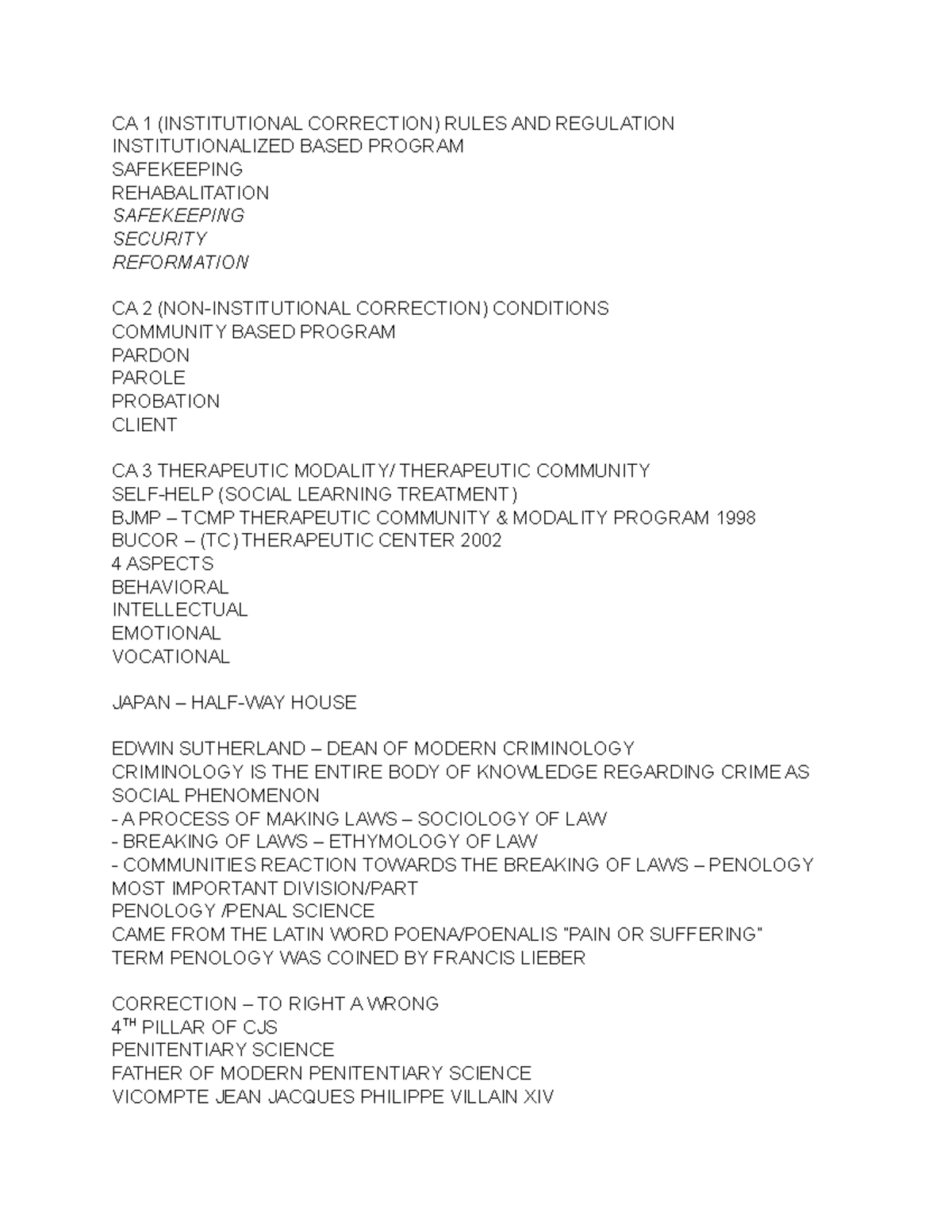 CA 1 - N/A - CA 1 (INSTITUTIONAL CORRECTION) RULES AND REGULATION ...