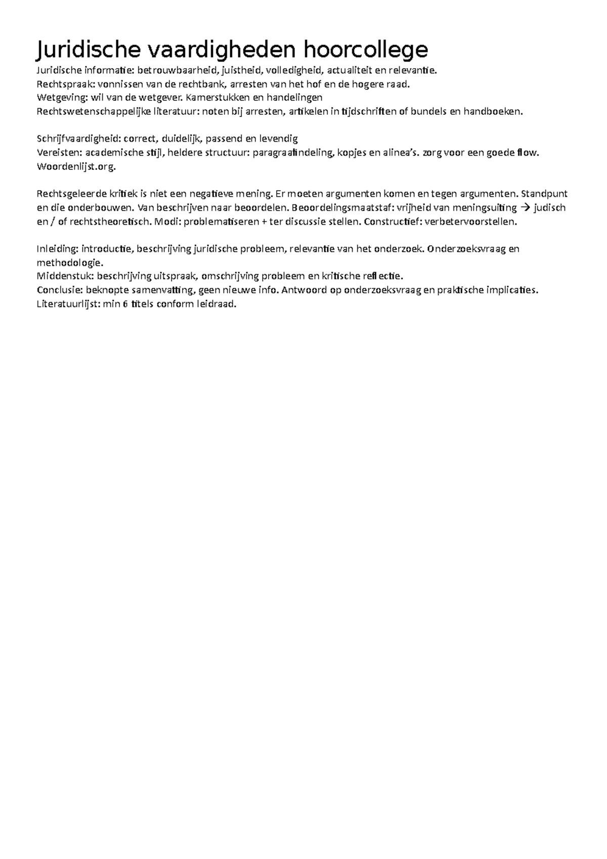 Hoorcollege - Juridische vaardigheden hoorcollege Juridische informatie ...