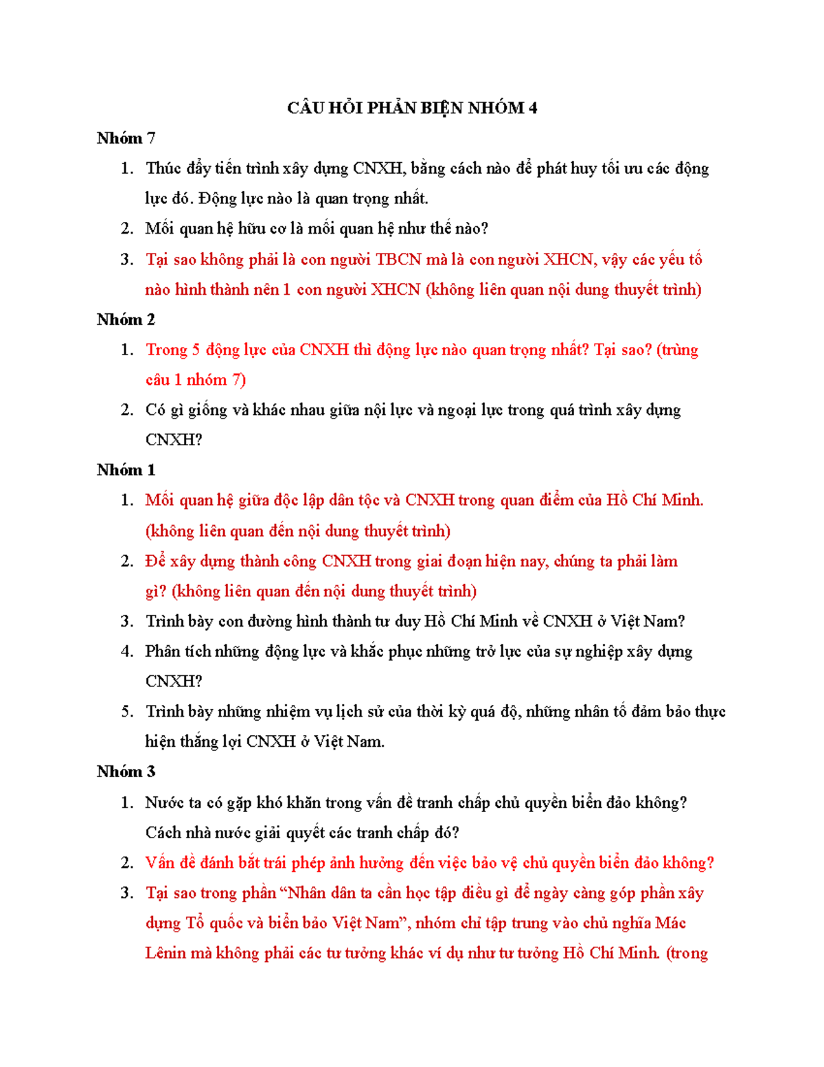 CÂU HỎI PHẢN BIỆN NHÓM 4 - đỉnhbrifb fkadf kadf fdfa kdf a adf ...