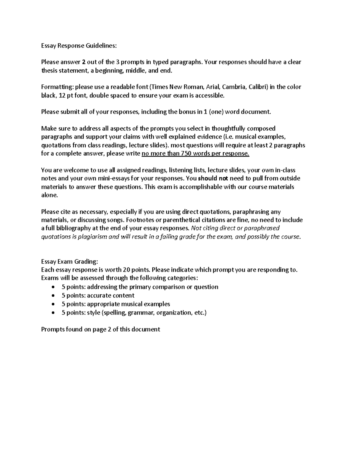 MUS115 - Unit 3 Essays - S23 - Essay Response Guidelines: Please answer ...