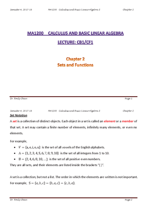 Calculus and Basic Linear Algebra I - MA1200 - CityU - Studocu