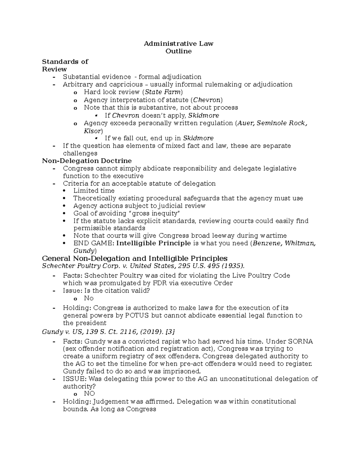 Administrative-Law-Outline - Standards of Review Administrative Law ...