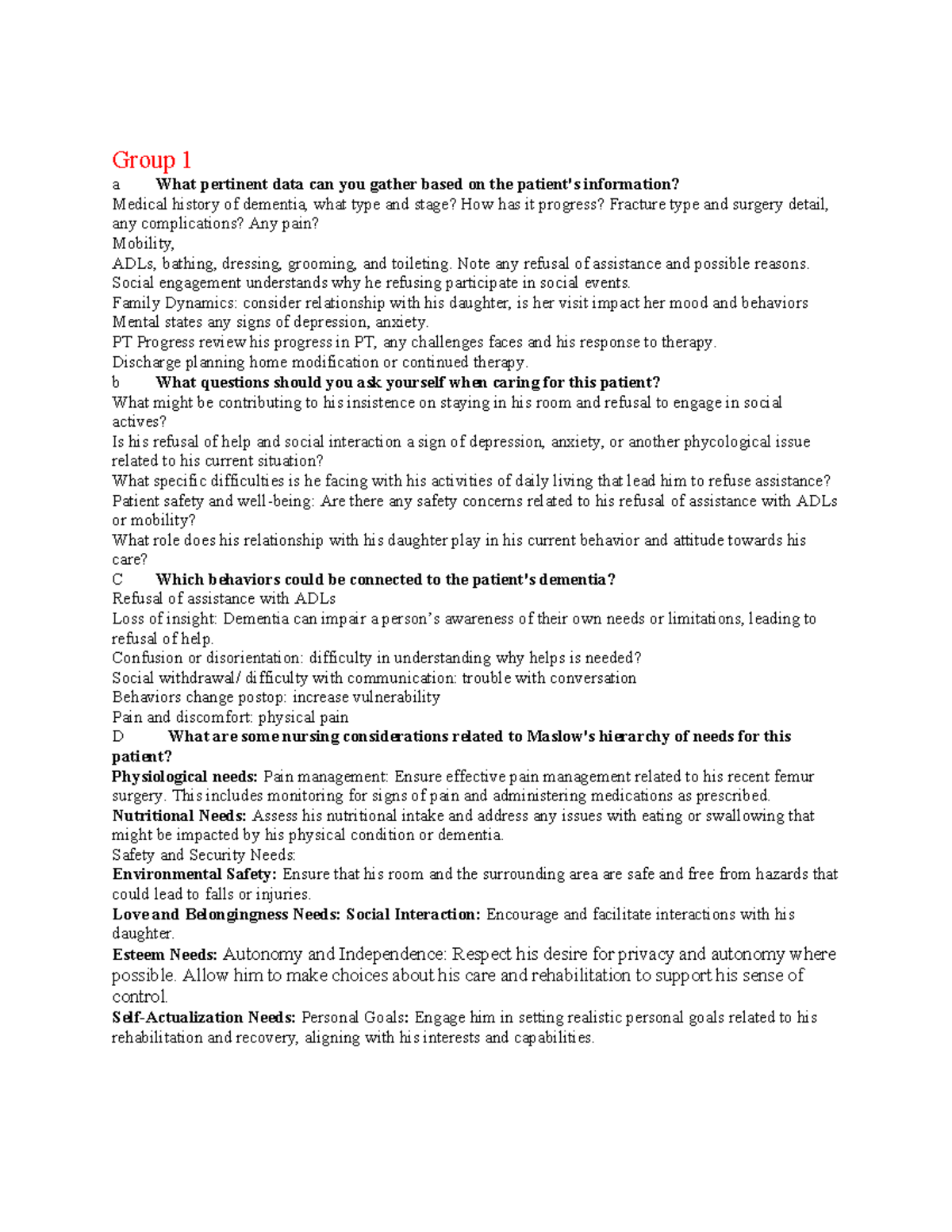 Week 2 case study - Group 1 a What pertinent data can you gather based ...