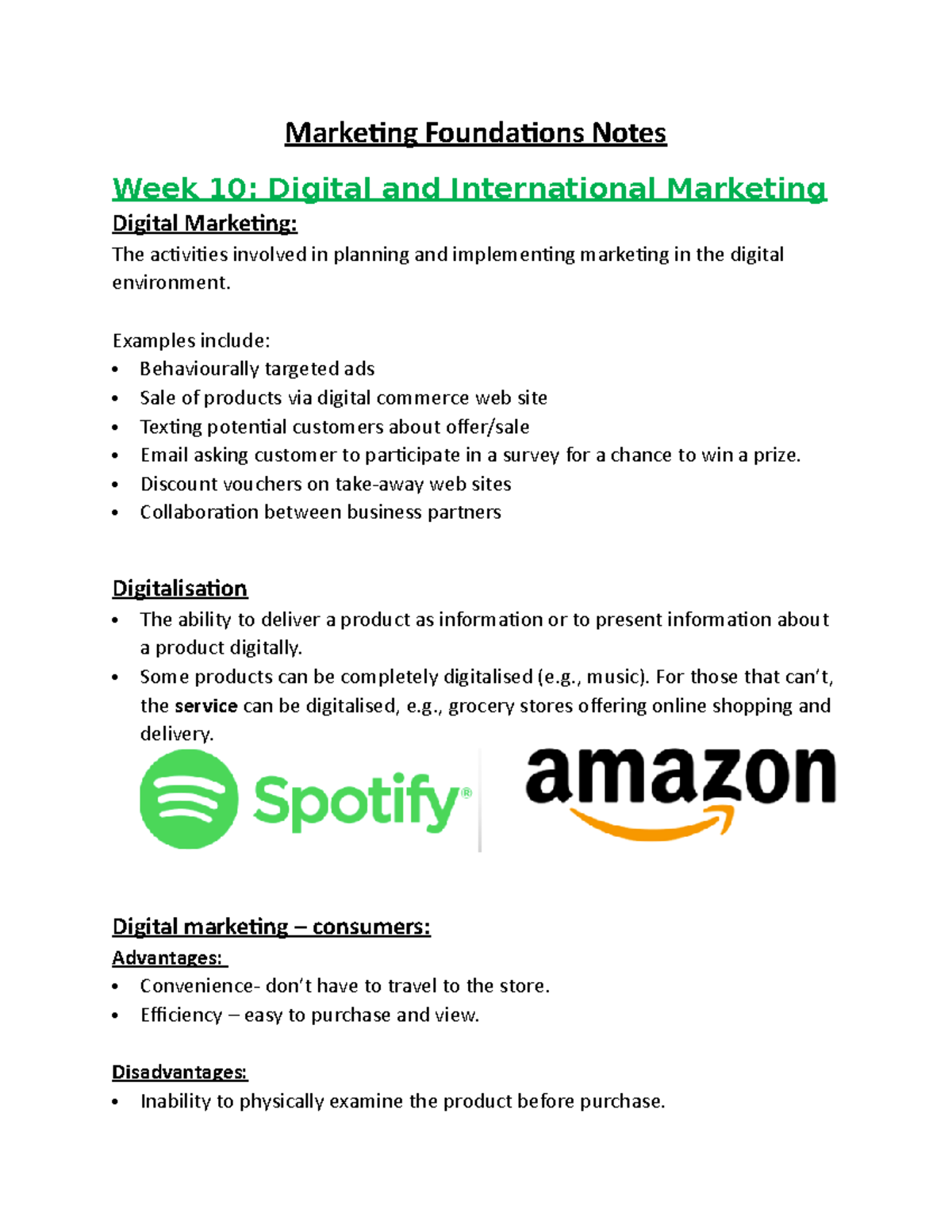 Marketing Foundations Week 10 - Digital and International Marketing ...