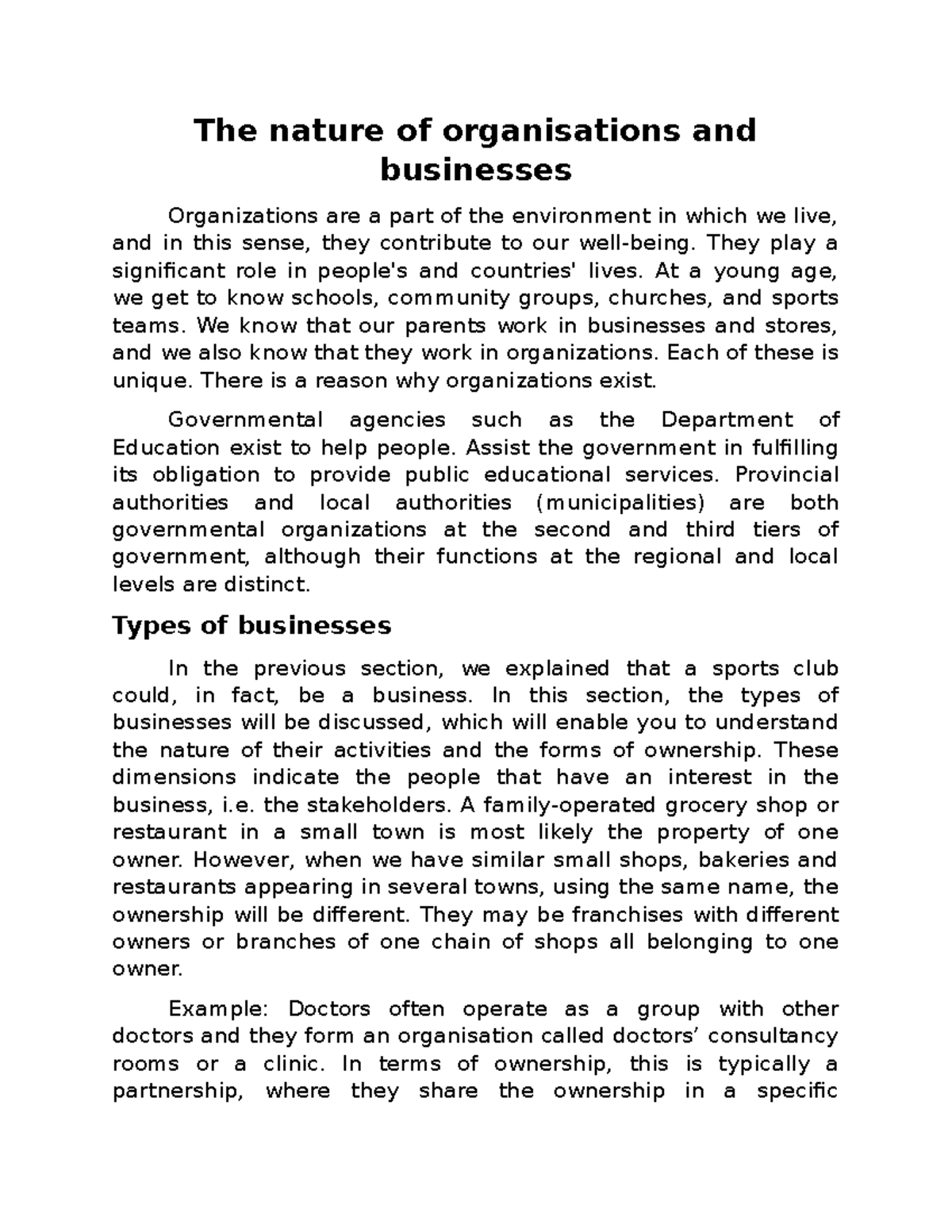 Nature-OF- Bussiness - The nature of organisations and businesses ...