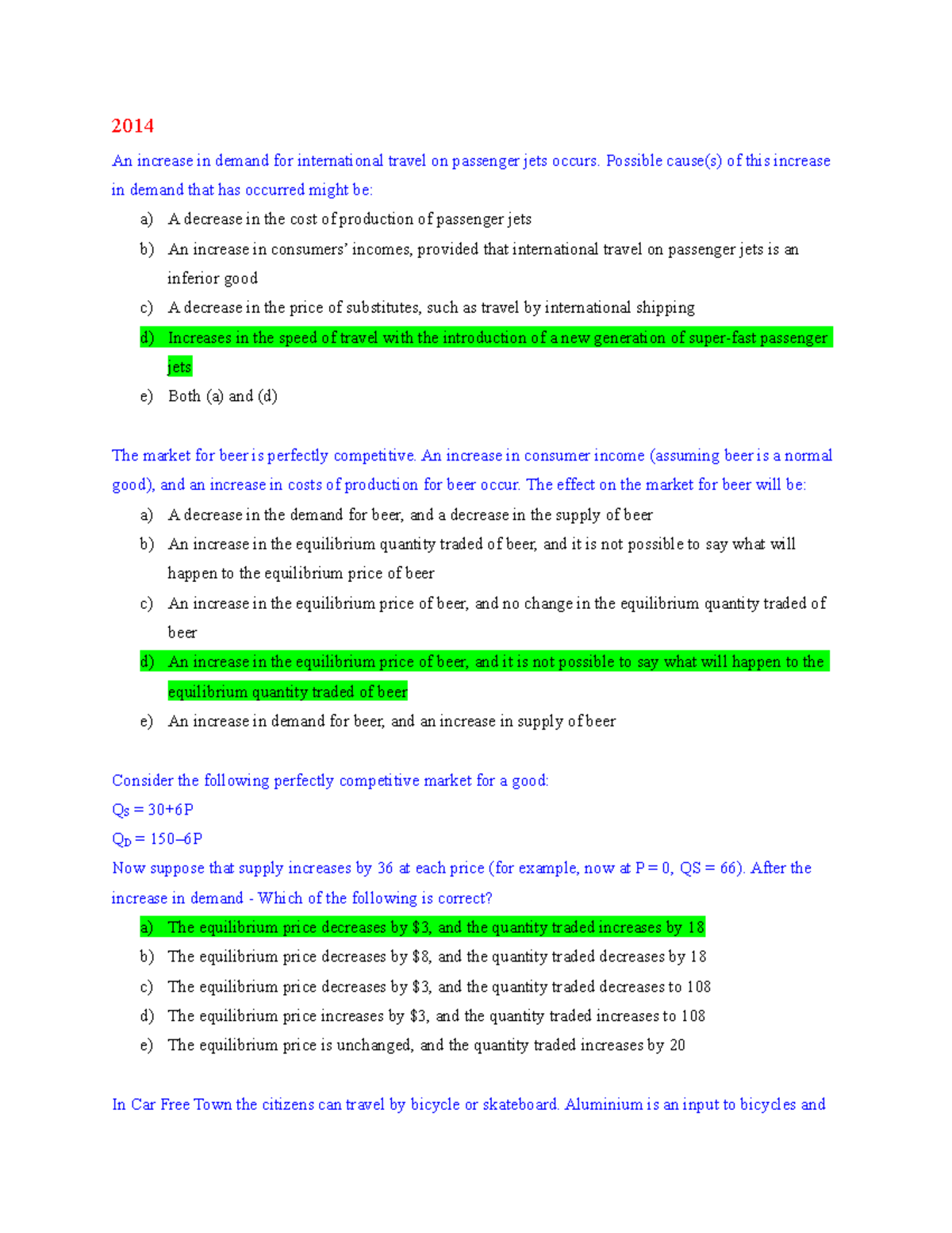 Past questions -micro - 2014 An increase in demand for international ...