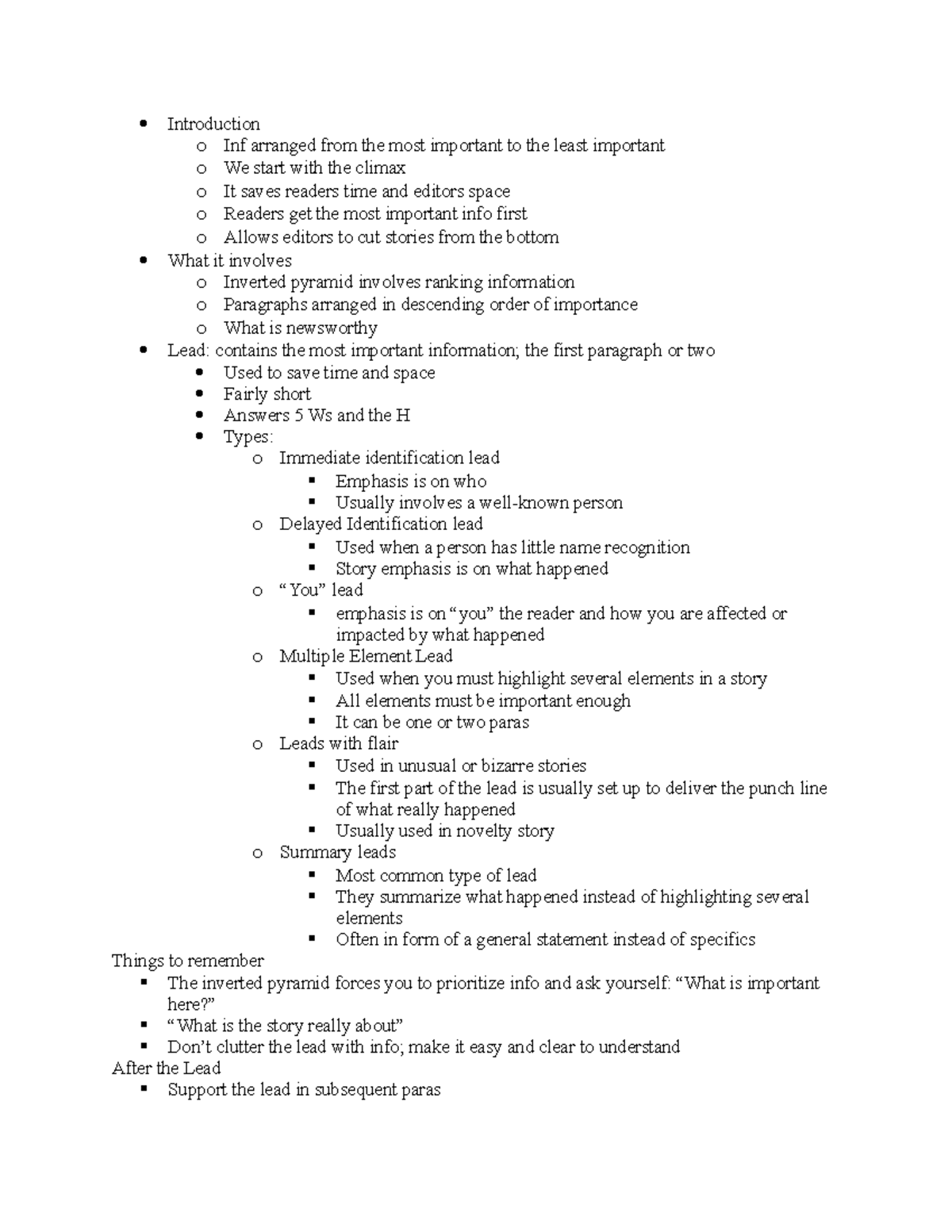 Chpt. 9 Class Notes - The Inverted Pyramid - Introduction o Inf ...