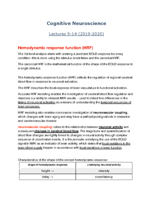 Cognitive Neuroscience lectures 1to6 20202021 - Cognitive Neuroscience ...