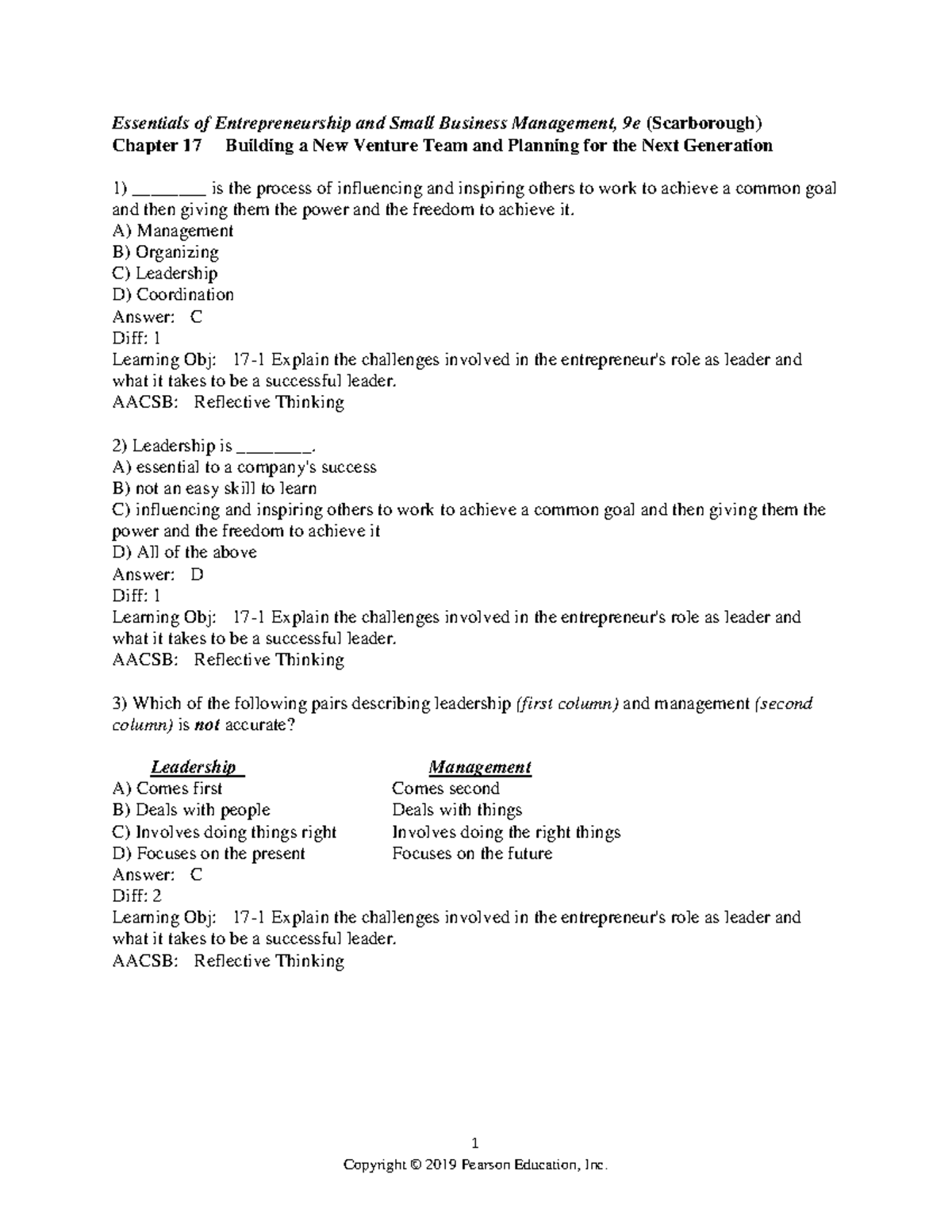 Scarborough esbm9z tb 17 - 1 Essentials of Entrepreneurship and Small ...