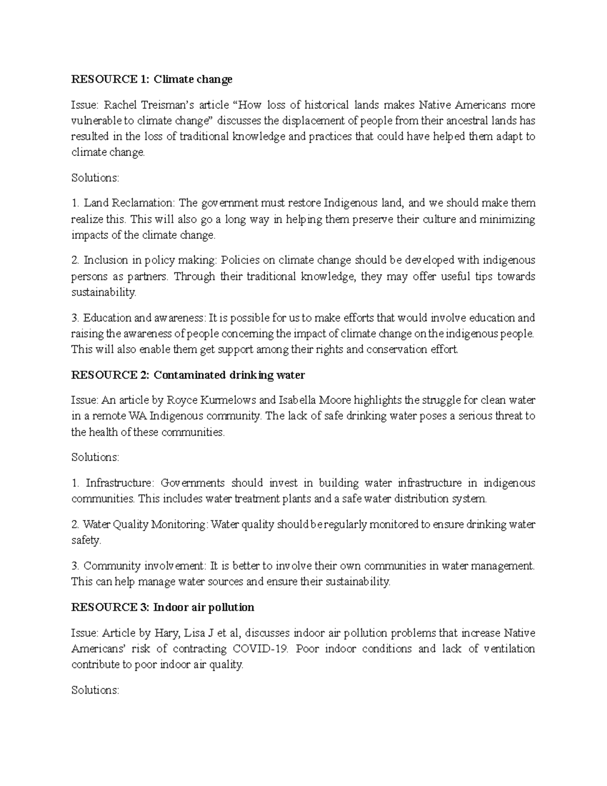 Assignmentt 2 AMEG212 - RESOURCE 1: Climate change Issue: Rachel ...