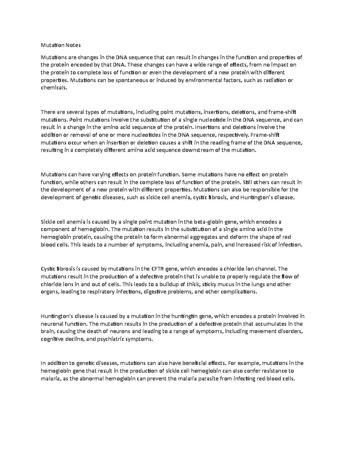 Mutation Notes - Mutation Notes Mutations are changes in the DNA ...