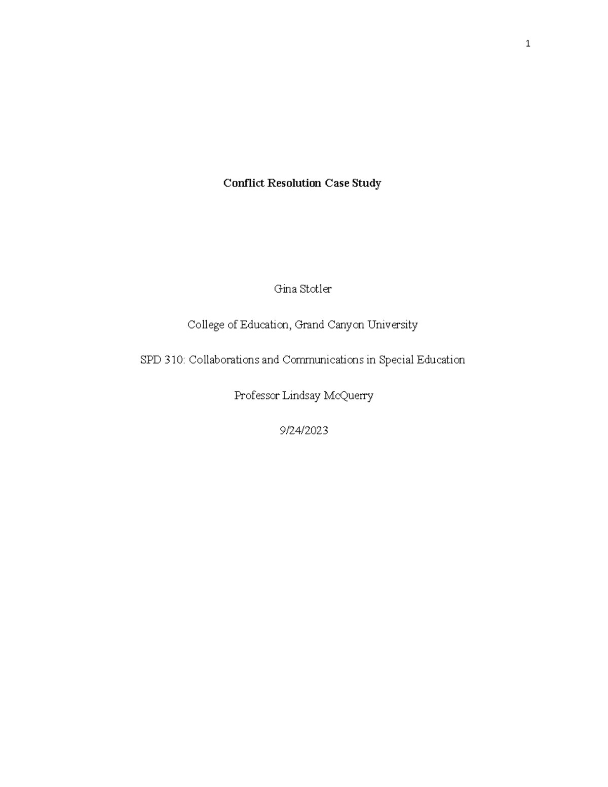 Conflict Resolution Case Study - Carson, the special education teacher ...