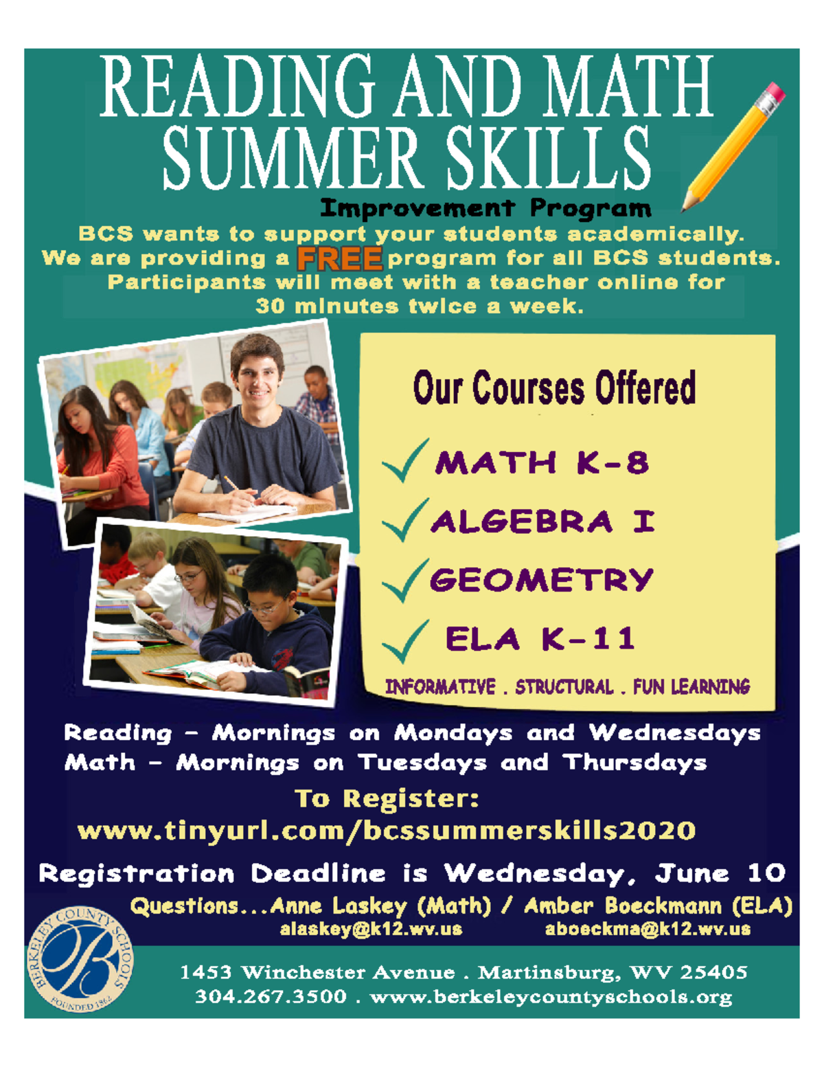 Summer reading and math program flyer 2020 - READING AND MATH SUMMER ...