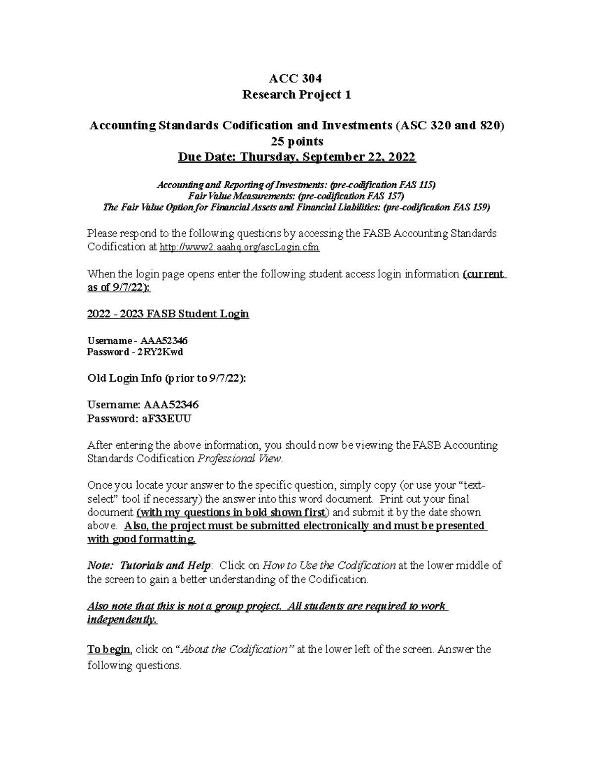Research Project 1 - ACC 304 Research Project 1 Accounting Standards ...