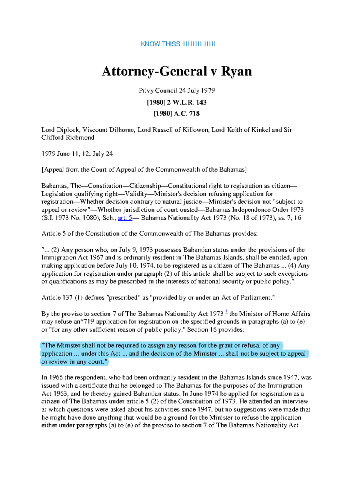 AG v Ryan - case ag v Ryan legitimate expectation - Attorney-General v ...