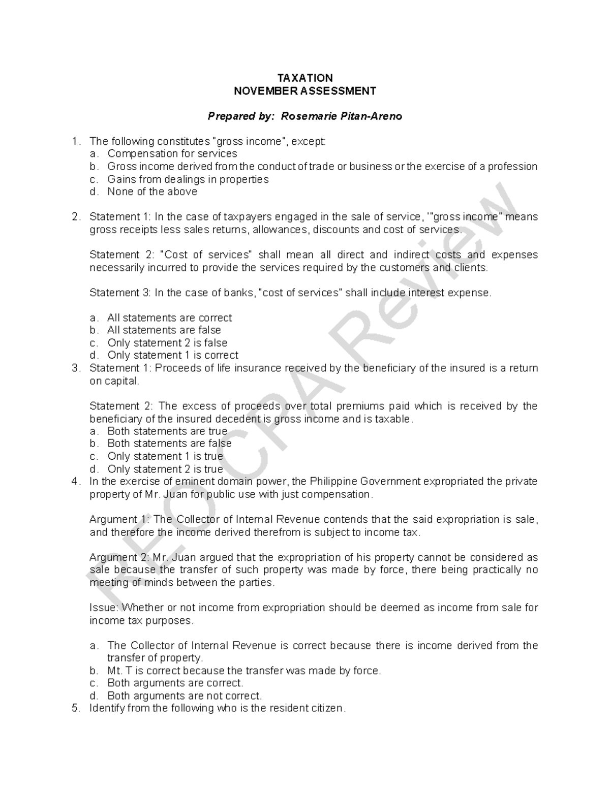 TAX 2nd Monthly Assessment - REO CPA Review TAXATION NOVEMBER ...