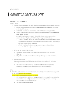 Genetics Lecture Five - practice - GENETICS LECTURE FIVE NUCELOTIDE ...