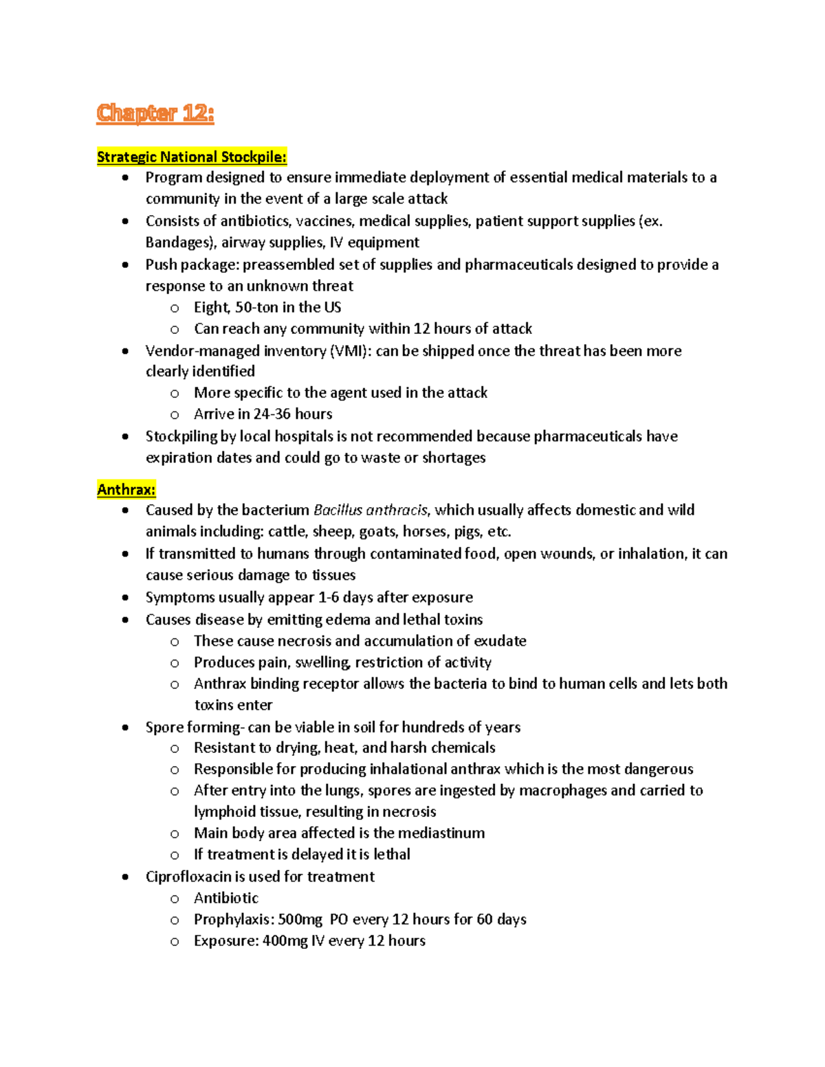 Exam 2 ch 44-47 material - Strategic National Stockpile: - Program ...