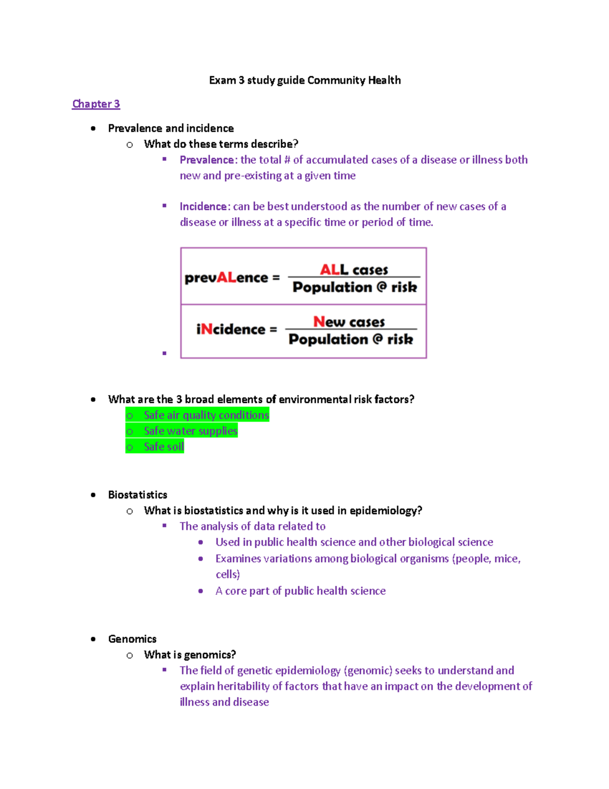 CH SG exam 3 - study guide - Exam 3 study guide Community Health ...